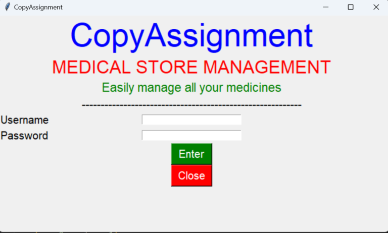 Medical Store Management System Project in Python – CopyAssignment